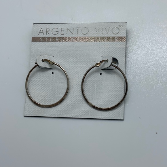 Argento Vivo | Jewelry | Argento Vivo Sterling Silver Large Flat Hoop Earrings | Poshmark